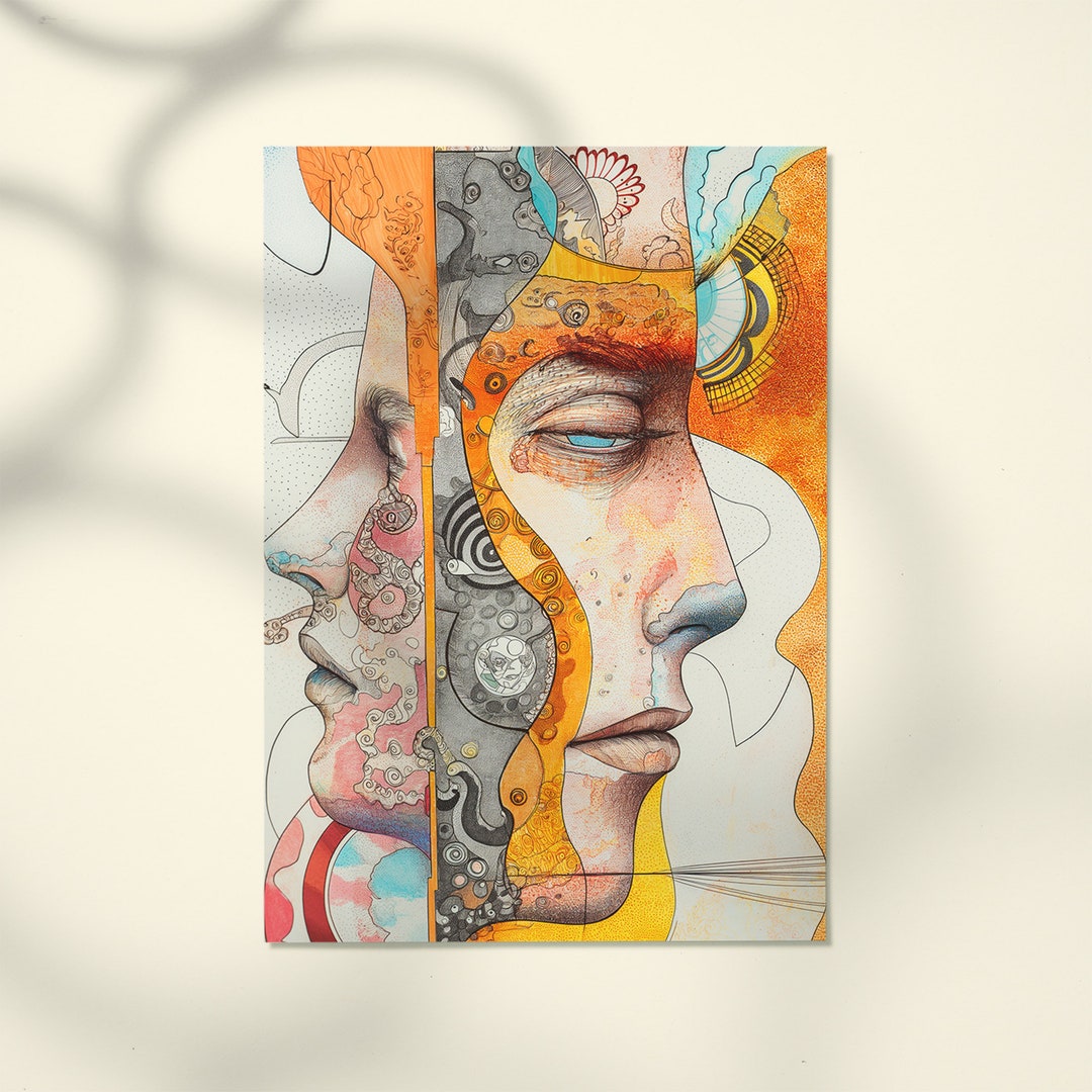 Four Elements, Elemental Faces, Air Water Earth Fire, Spiritual Pop Art ...