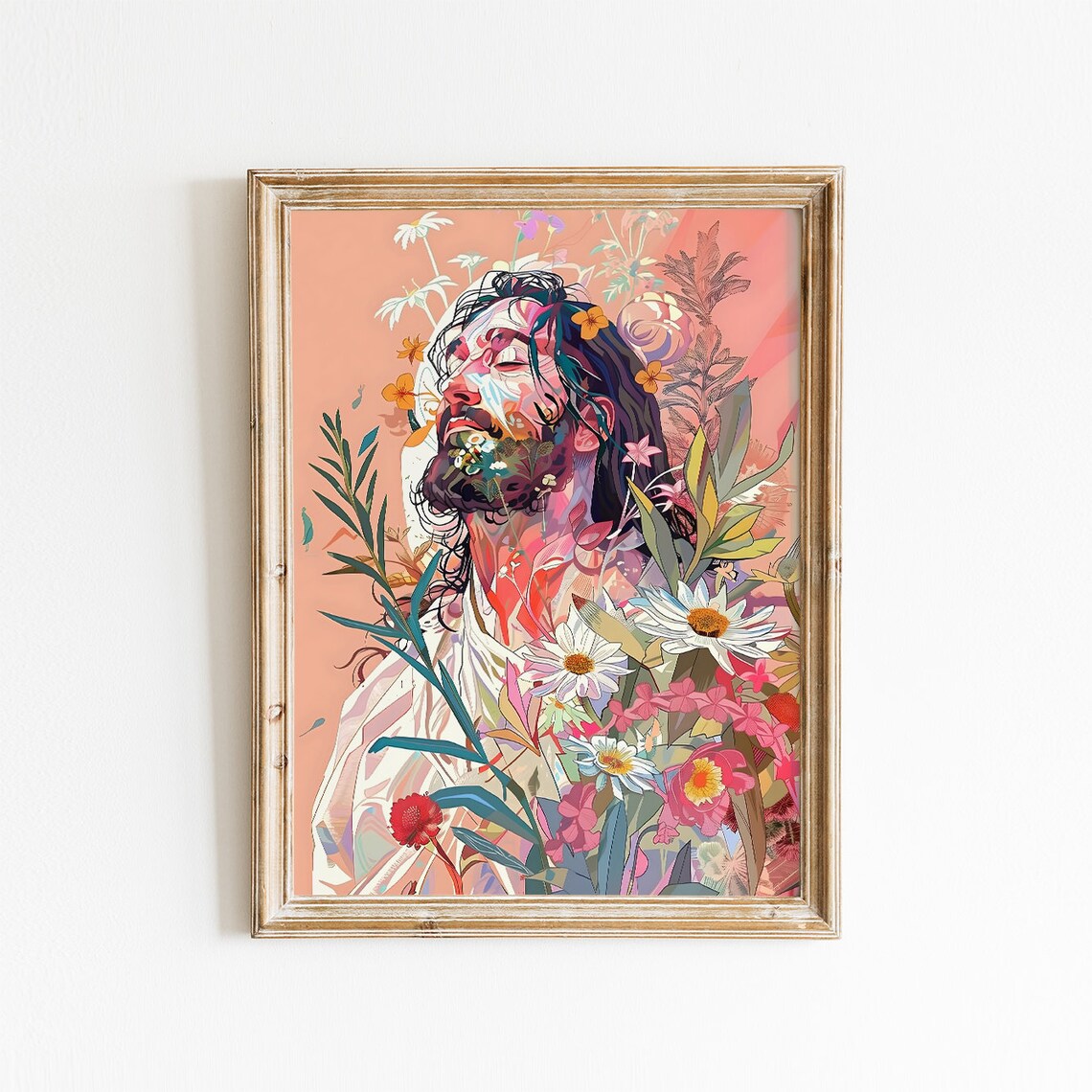 Jesus in Bloom: Jesus Art Illustration, Divine Connection With Nature ...