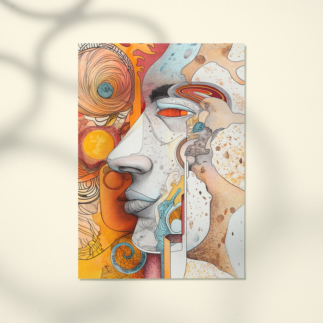 Spiritual Face, 4 Elements Art Print, Mens Print, Mens Artwork ...