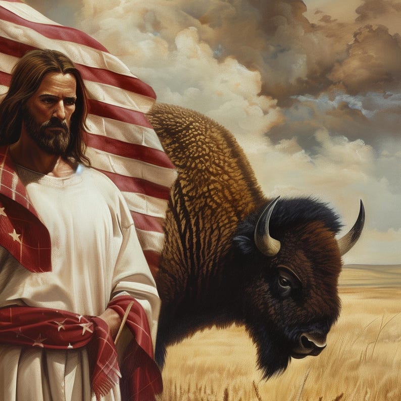 Jesus Blessing America: Vintage Art Painting in Midwest Wheat Field ...