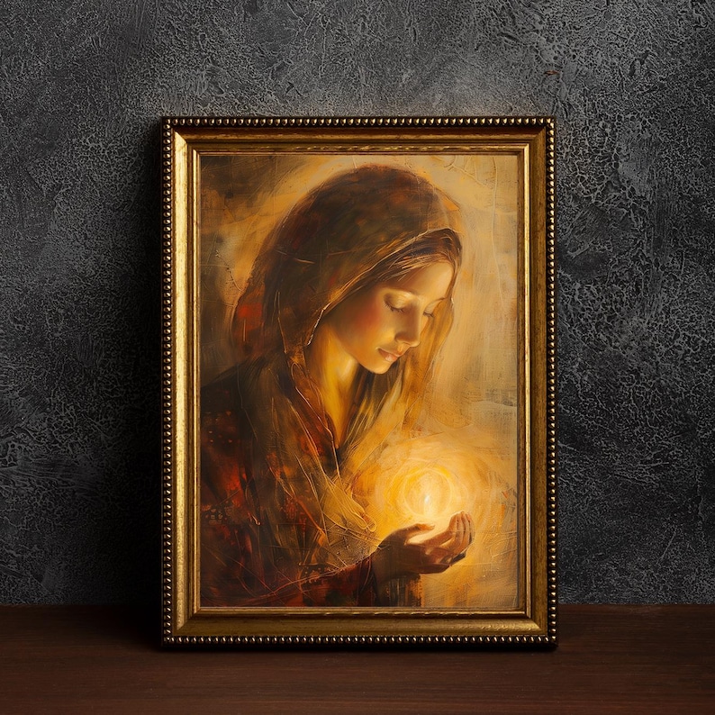 Mary With a Golden Light, Mother of Jesus Christ, Christian Vintage ...