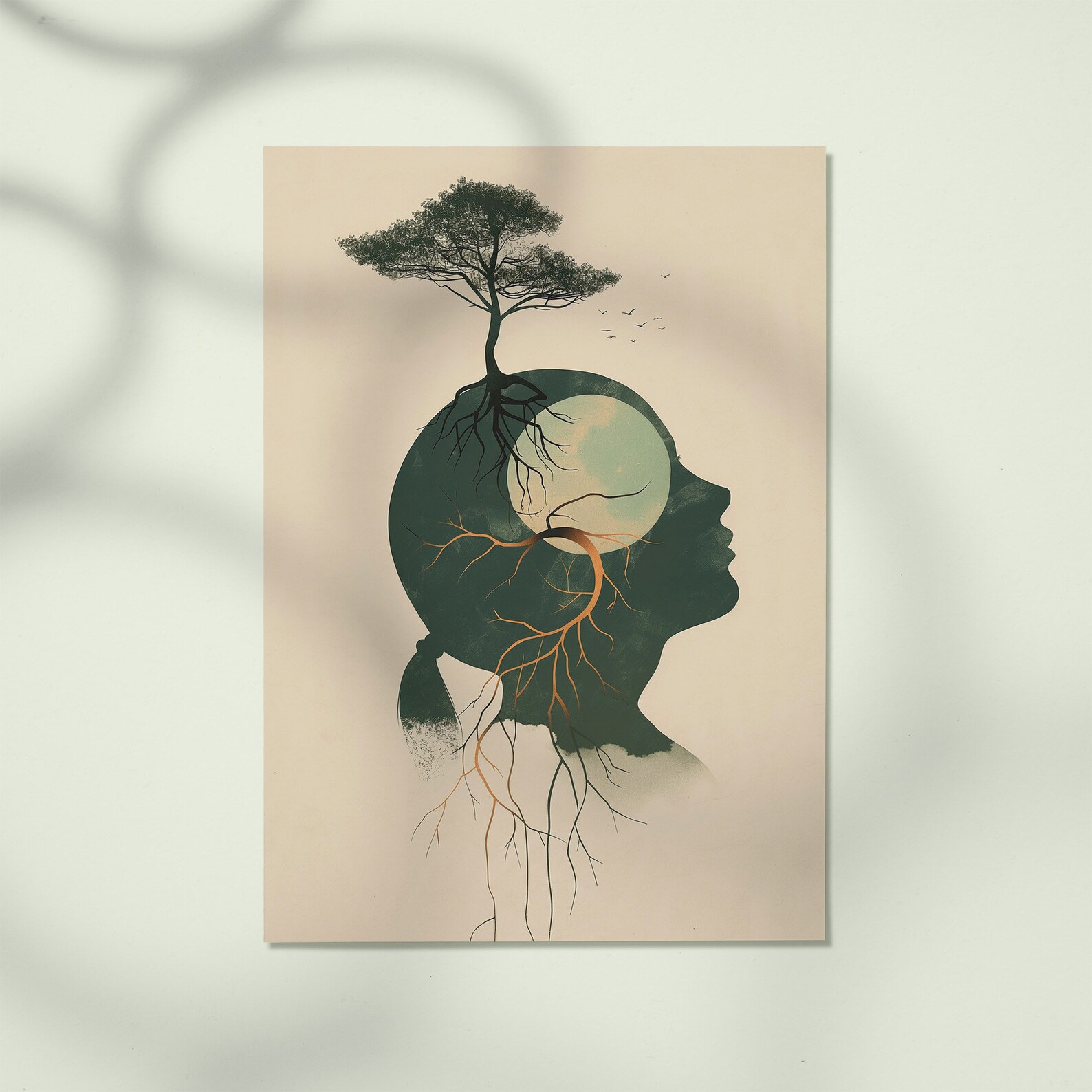 Head 4 Elements Artwork, Surrealist Art Print, Minimalist Wall Poster ...