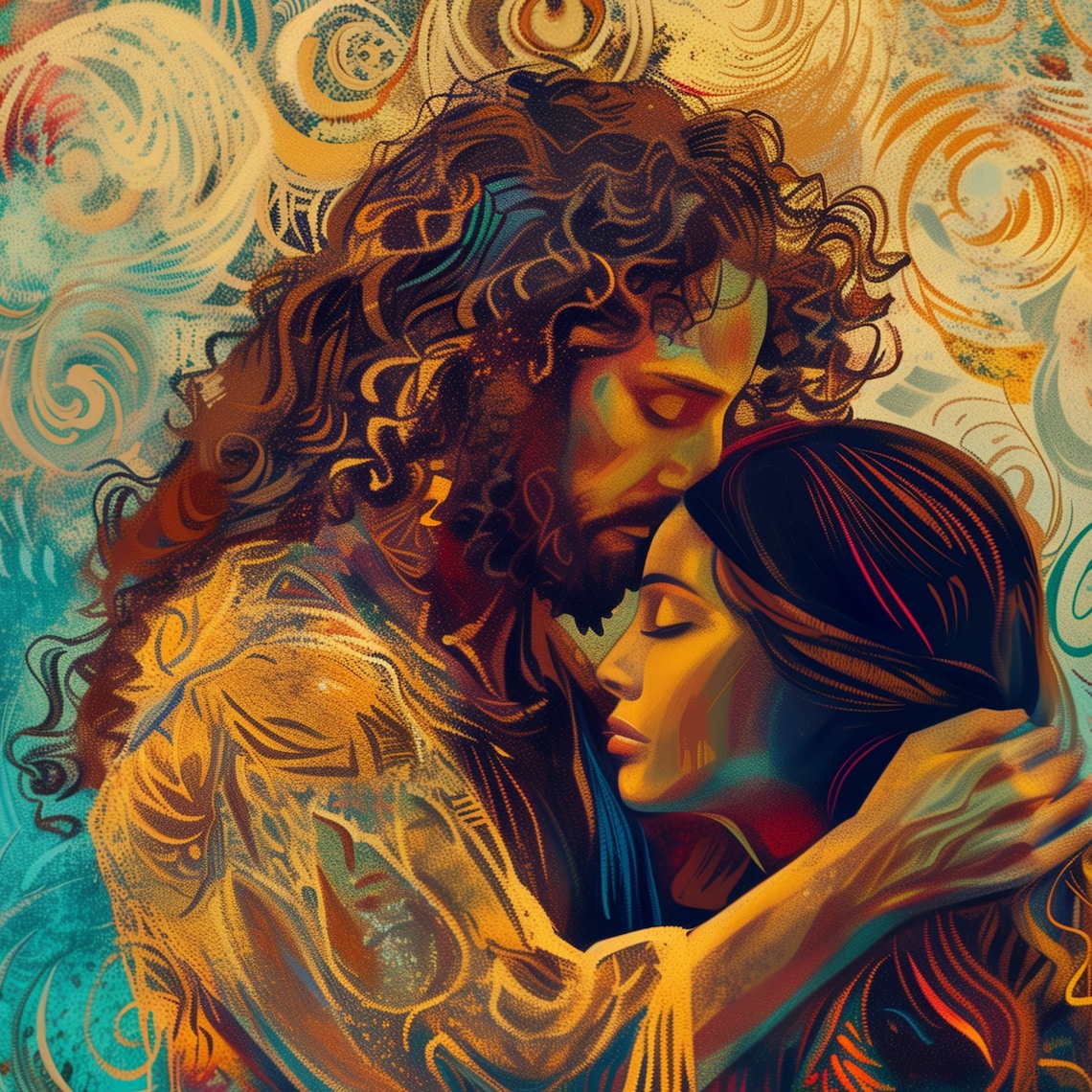 Mary Magdalene Art - Van Gogh Vintage Style Embrace, Mary Magdalene in ...
