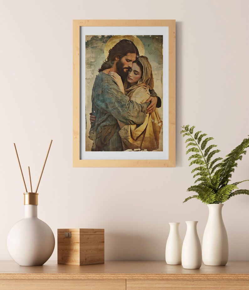 Vintage Jesus Art Print Portrait With Mary Magdalene, Religious Decor ...