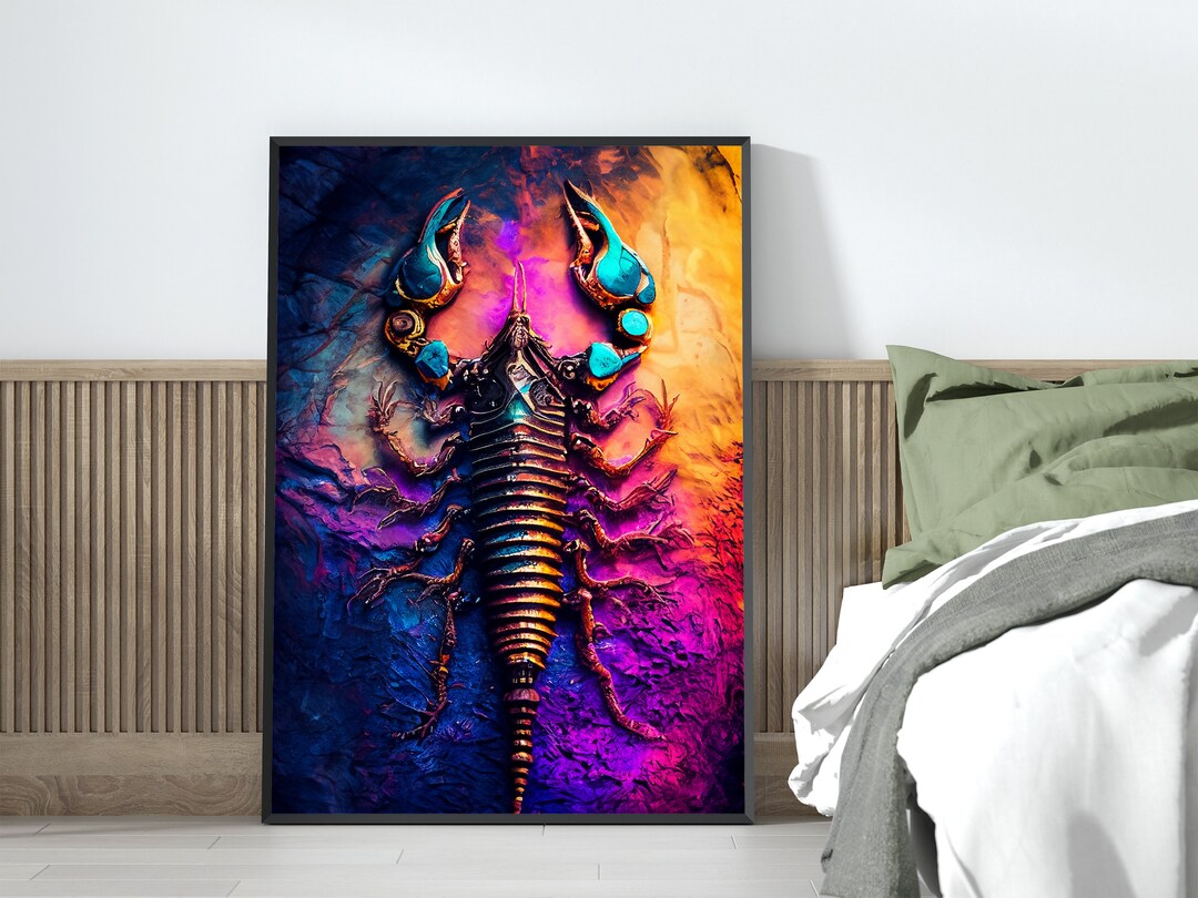 PSYCHEDELIC Scorpio, Digital, AI Art, Printable Artificial Intelligence, Digital Prints ...