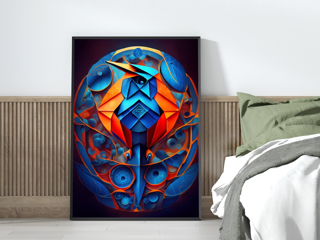 Origami Bird PSYCHEDELIC, Digital, AI Art, Printable Artificial Intelligence, Digital Prints ...