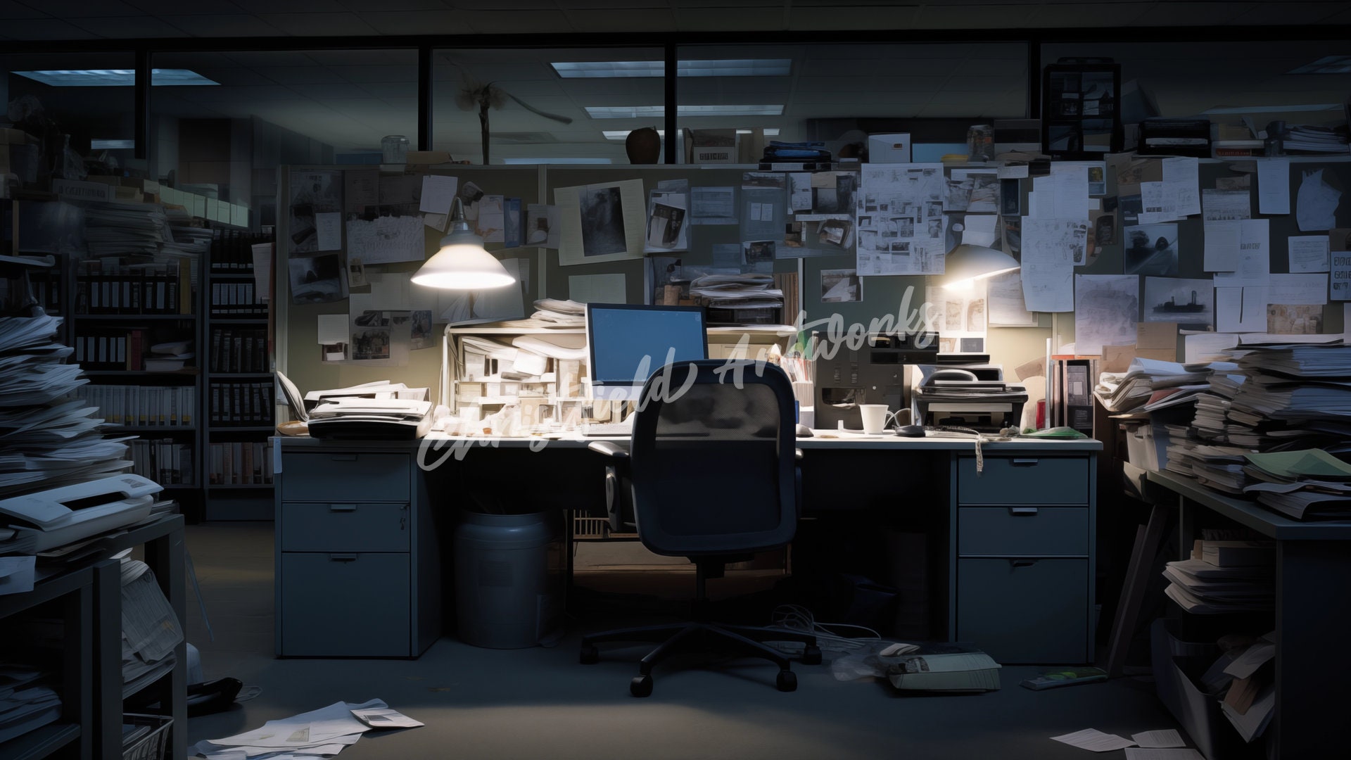 Virtual Background Image for Online Meetings, Messy Office Desk ...