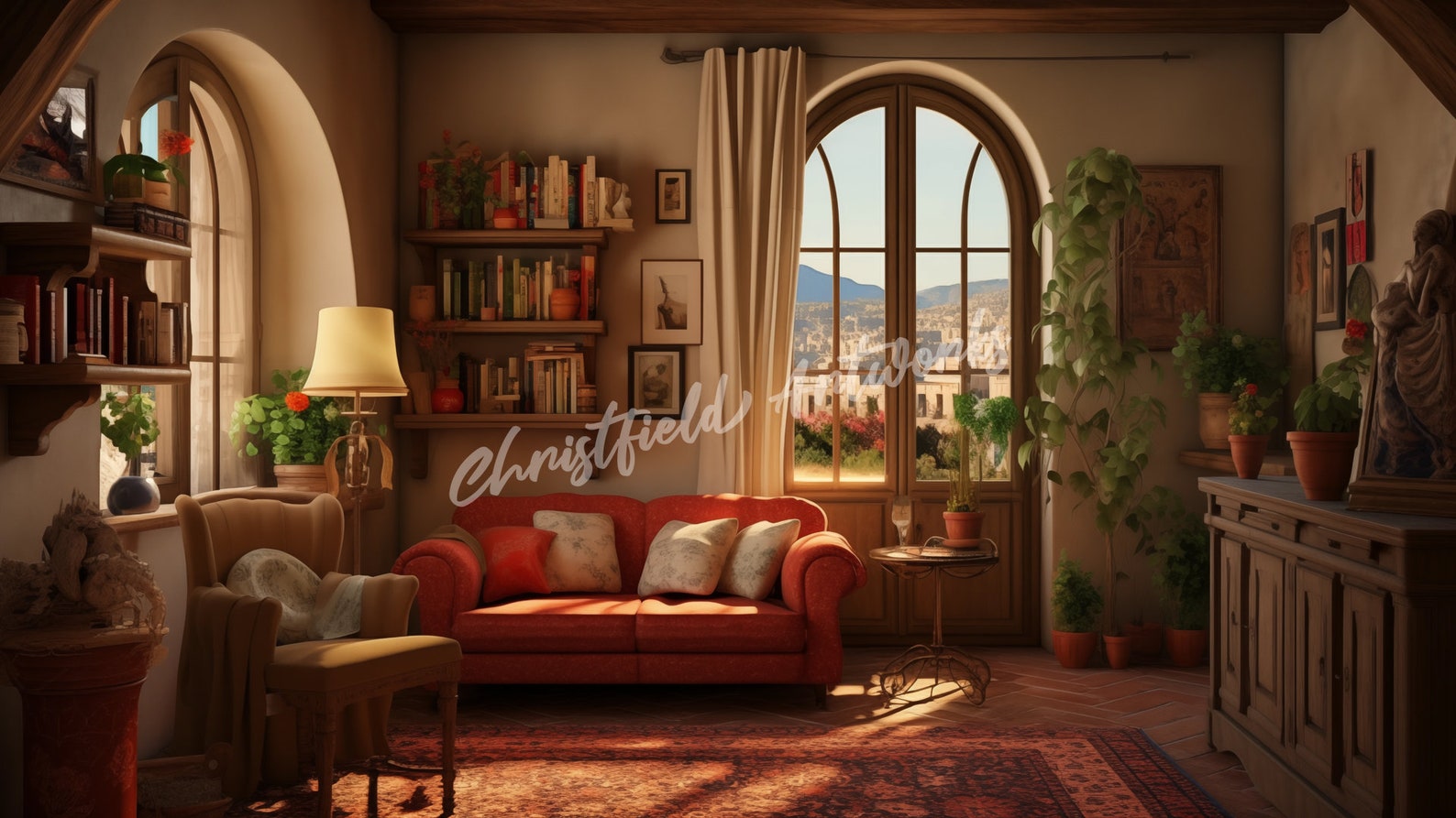 Italian Living Room Background Image for Online Meetings, Virtual ...