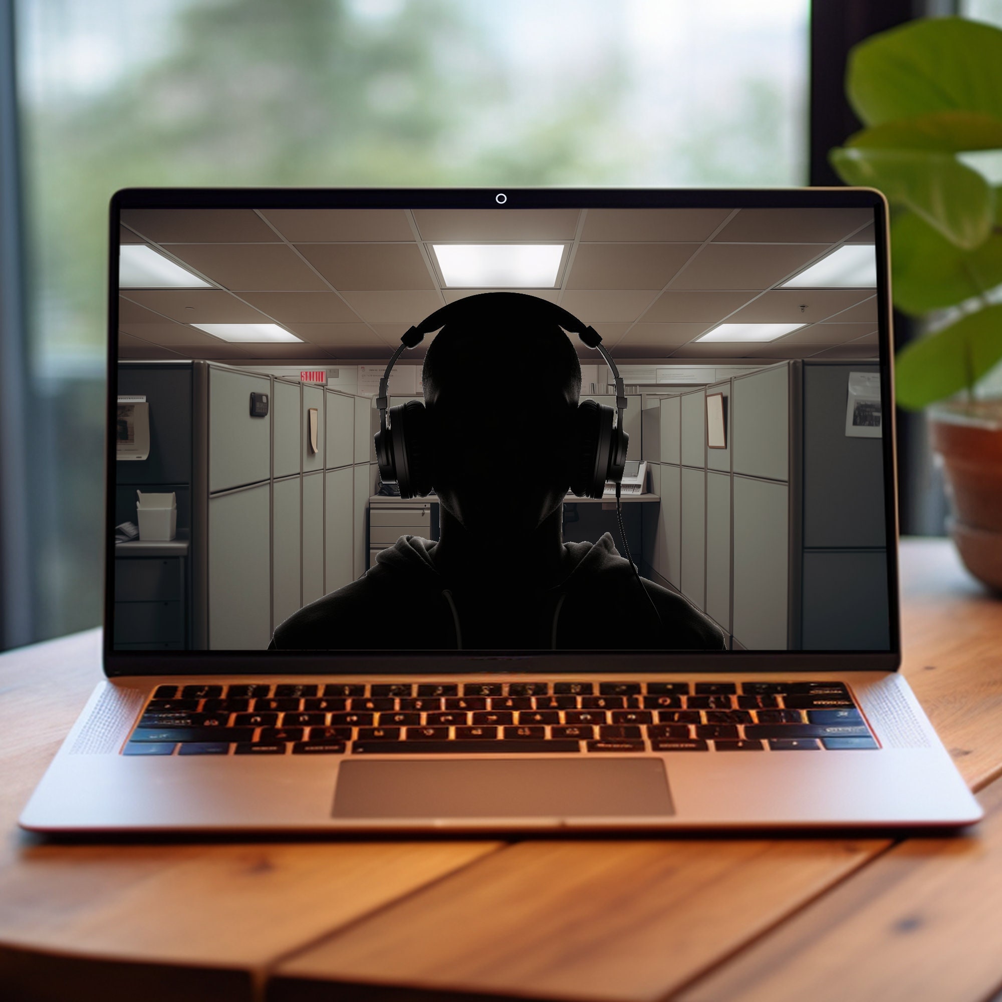 Virtual Backdrop for Online Meetings, Office Cubicle Desk, Unique ...