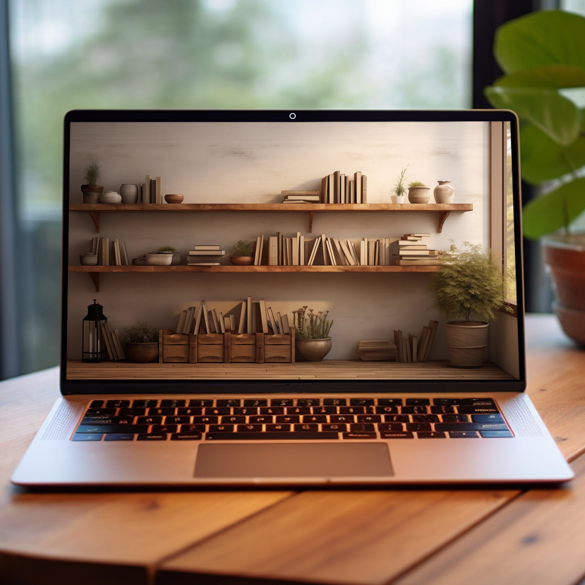 Floating Wood Shelves Background for Online Meetings, Virtual Backdrop ...