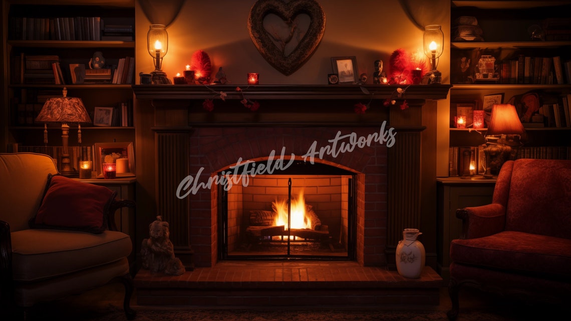 Cozy Fireplace Background Image for Online Meetings, Virtual Backdrop ...