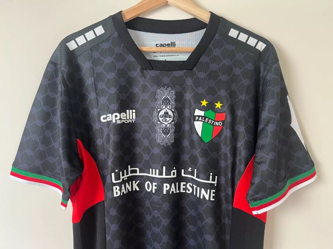 Palestino Football Kit Soccer T-shirt Unisex Jersey Black bank of ...