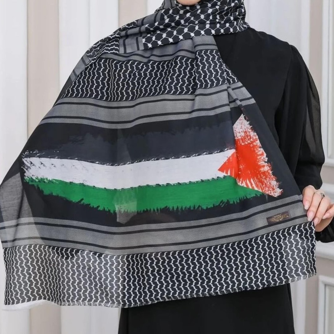 Hijab Keffiyeh Hijabi Arab Palestinian Woman Scarf Palestine Flag ...