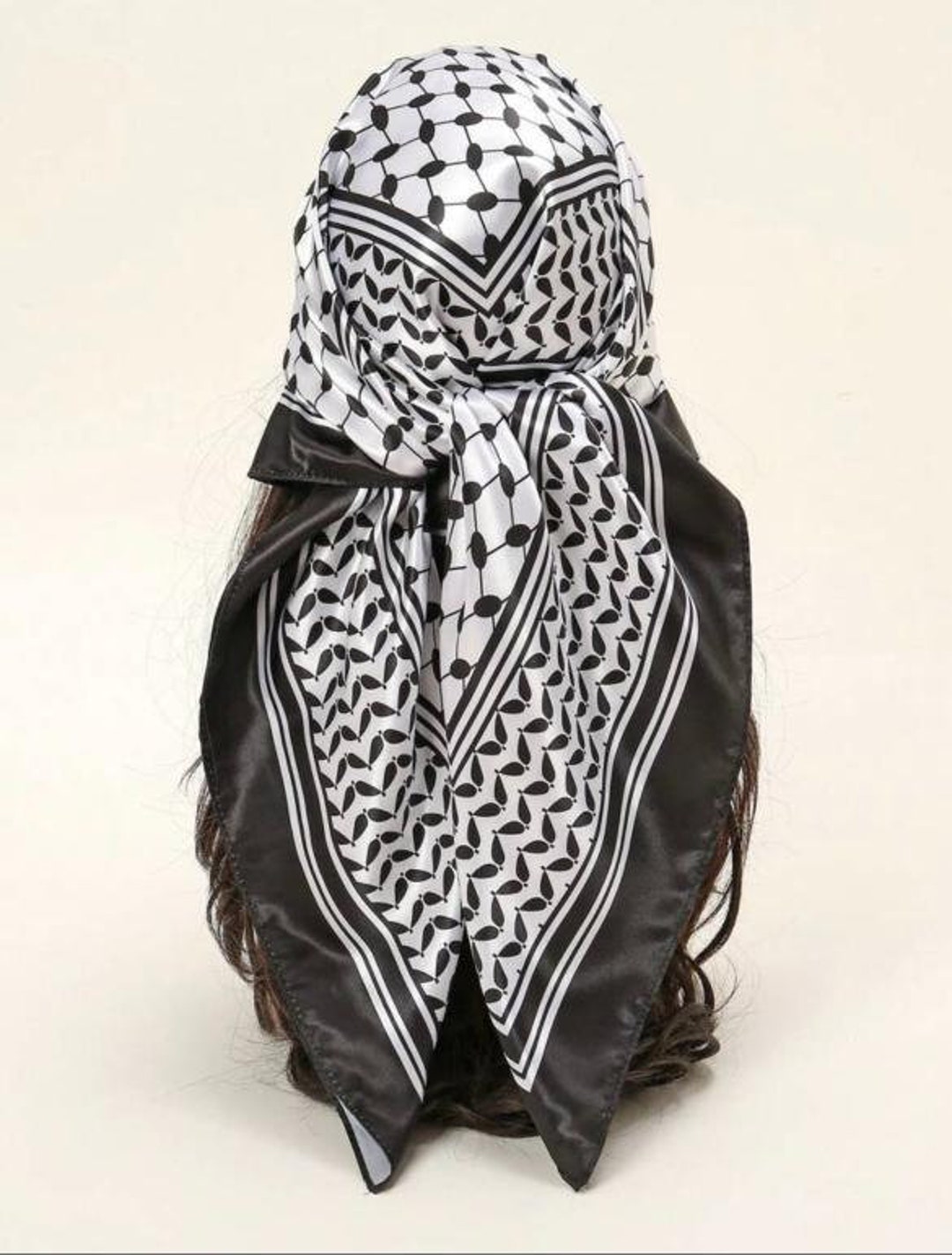 Hijab Keffiyeh Hijabi Square Silk Arab Palestinian Woman Satin Scarf ...