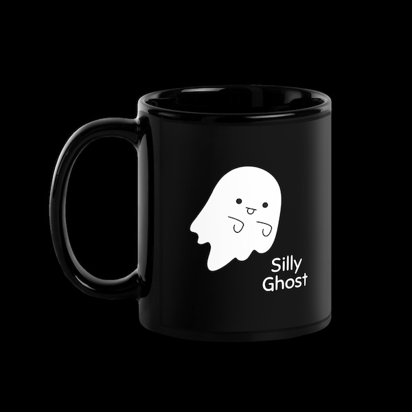 Cute Ghost Black Mug - Etsy