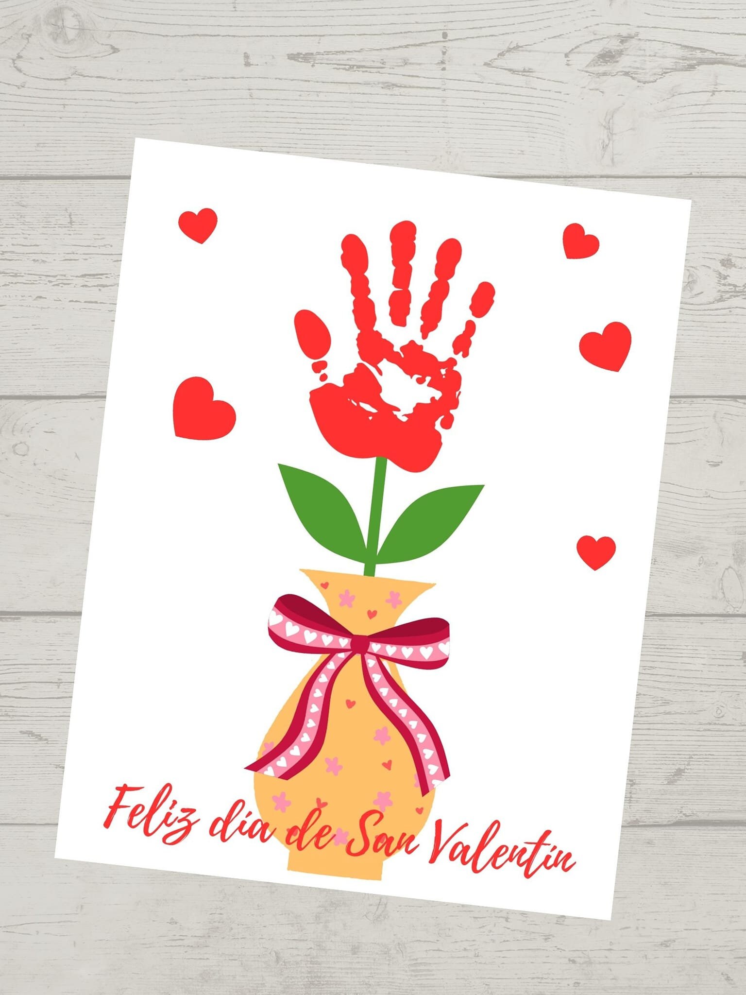 Manualidad para huella de mano, día de San Valentín, guardería, jardín ...