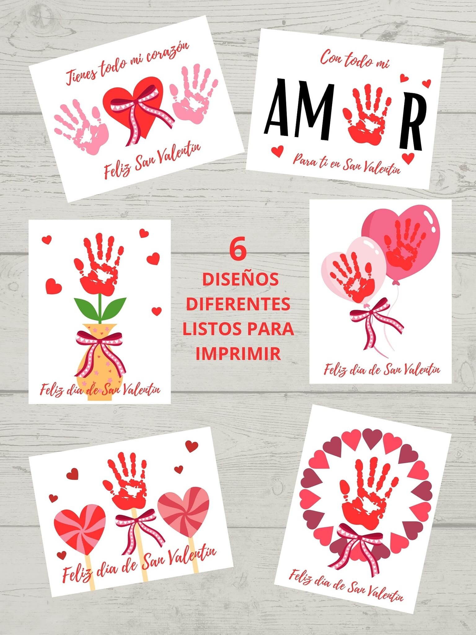 Paquete para huellas de mano San Valentín, actividad escolar ...
