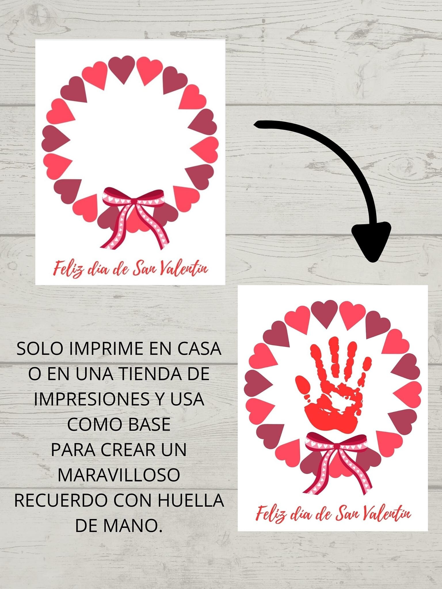 Manualidad para día de San Valentín, guardería, jardín de niños, huella ...