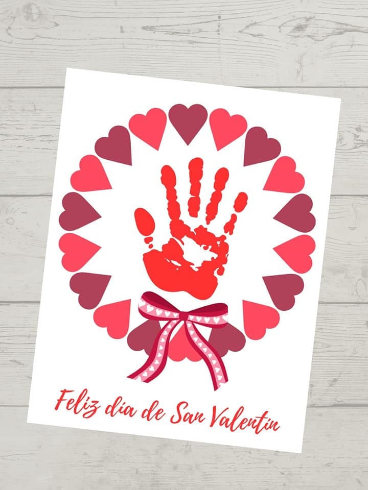 Manualidad para día de San Valentín, guardería, jardín de niños, huella ...