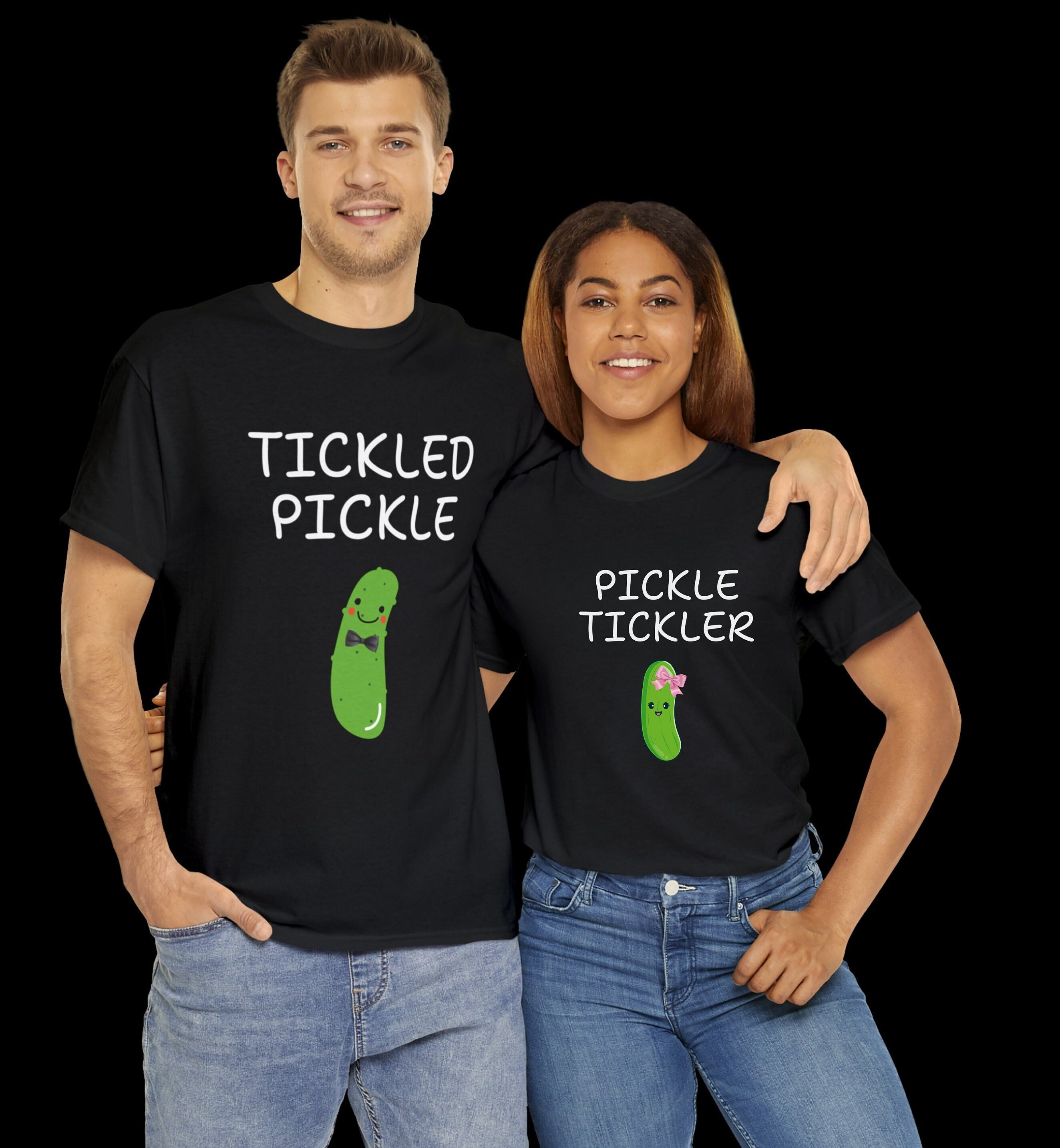 Tickled Pickle and Pickle Tickler Shirts for Couples in Black, Funny ...
