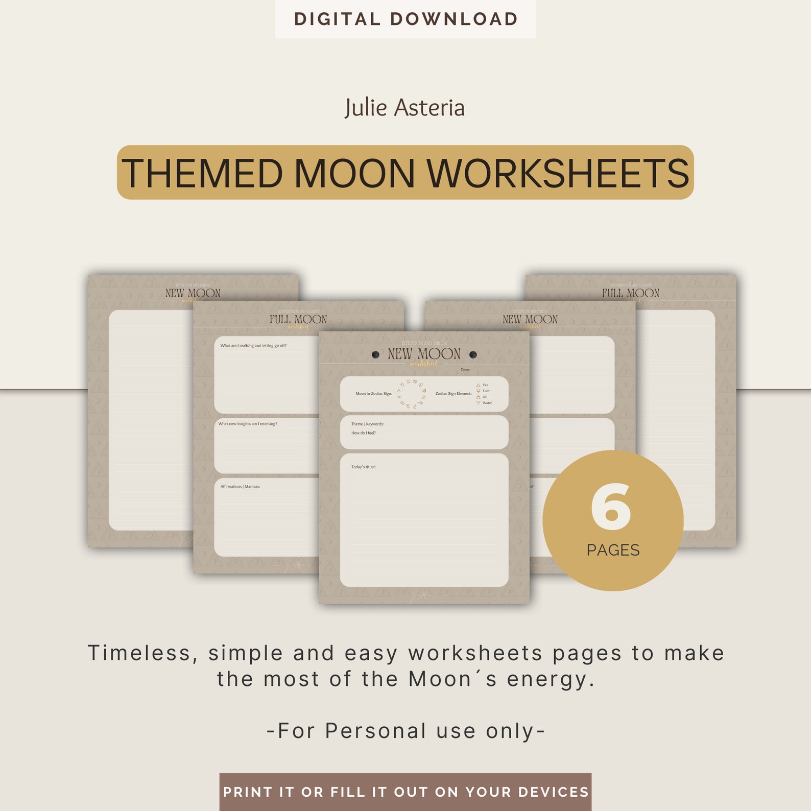 New Moon and Full Moon Worksheets. Harvest the Moon Energy in the Best ...