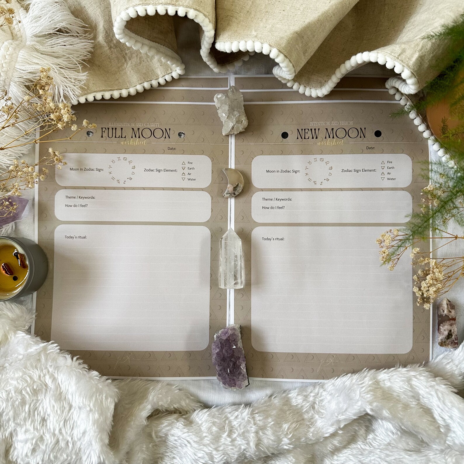 New Moon and Full Moon Worksheets. Harvest the Moon Energy in the Best ...