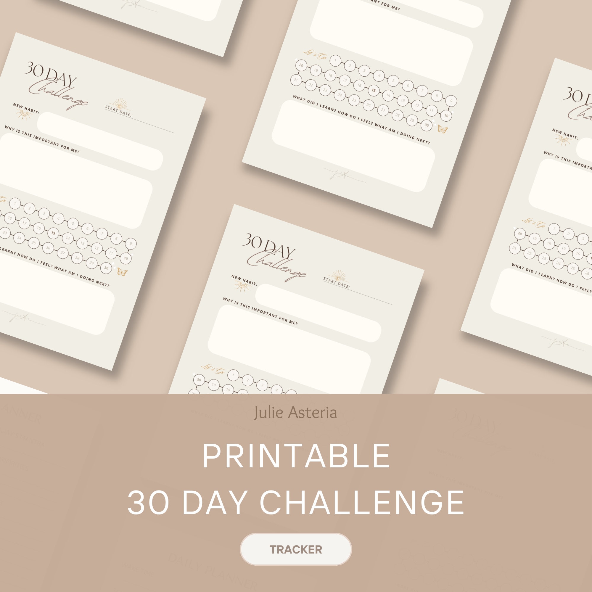 30 Day Challenge Tracker printable Instant Digital Download. Habit ...