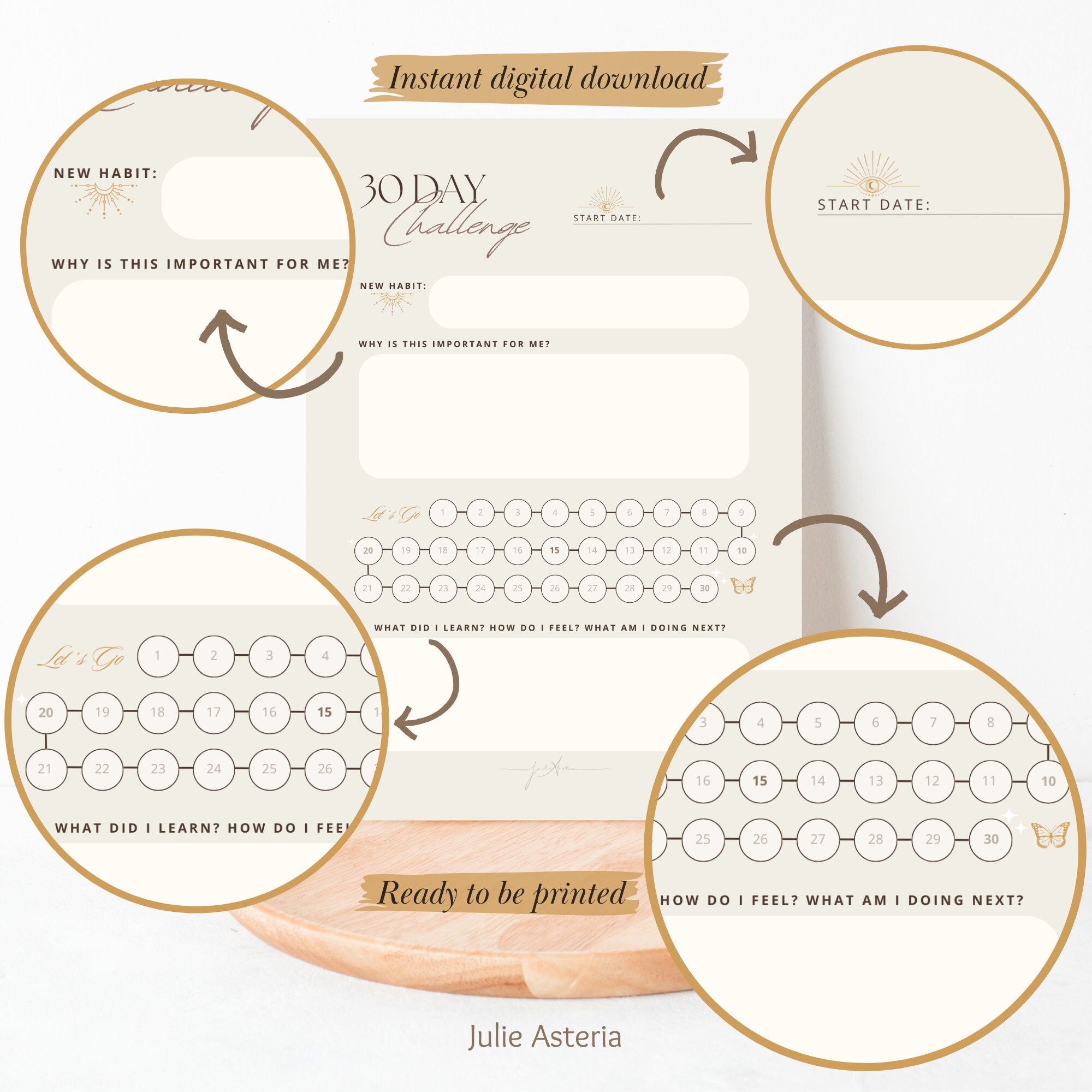 30 Day Challenge Tracker printable Instant Digital Download. Habit ...