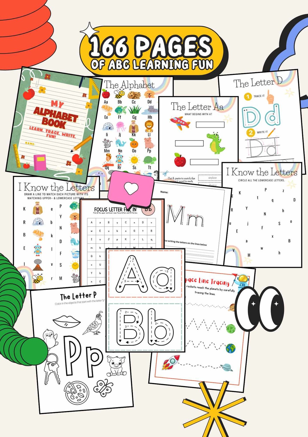 166-PAGES Toddler Alphabet Learning Pack - Etsy