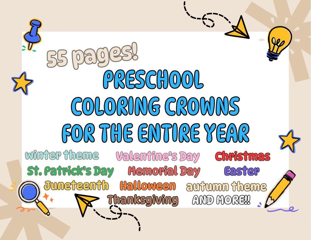 Preschool Coloring Crowns 55 PAGES - Etsy
