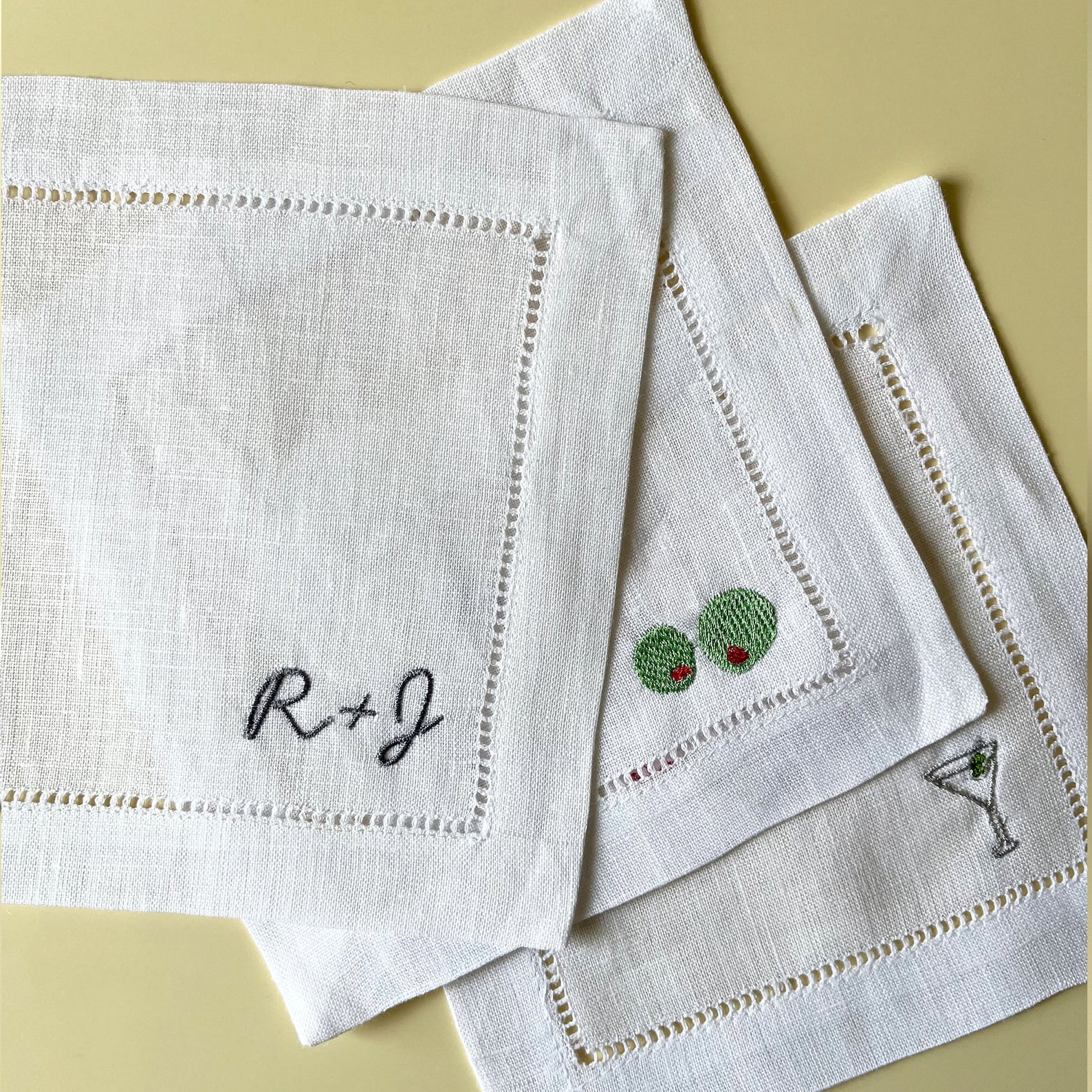 Custom Embroidered Linen Cocktail Napkin With Personalized Initials and ...