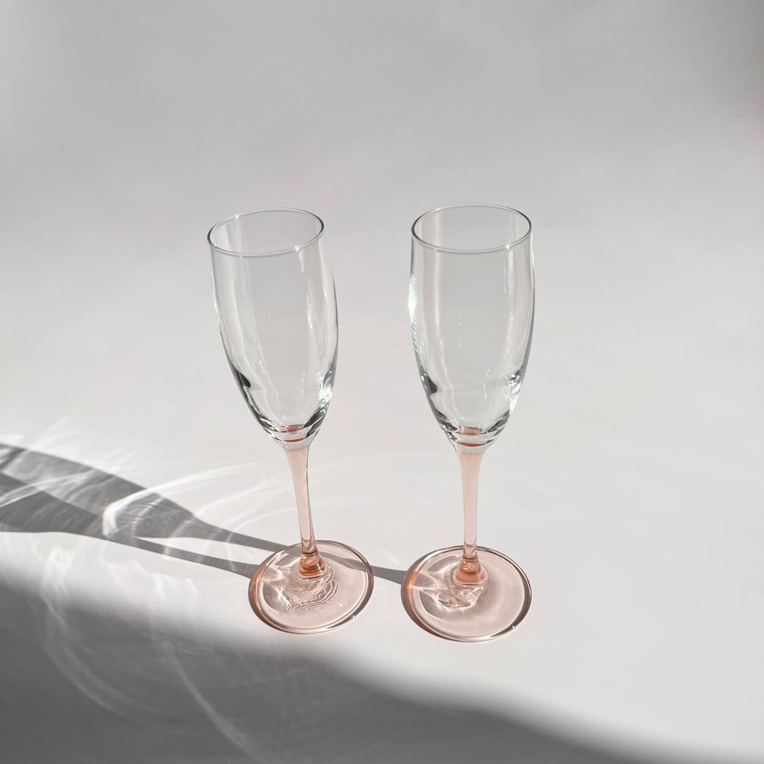 Rose Pink Vintage French Wine Glass Pink L Champagne Flute Glassware ...