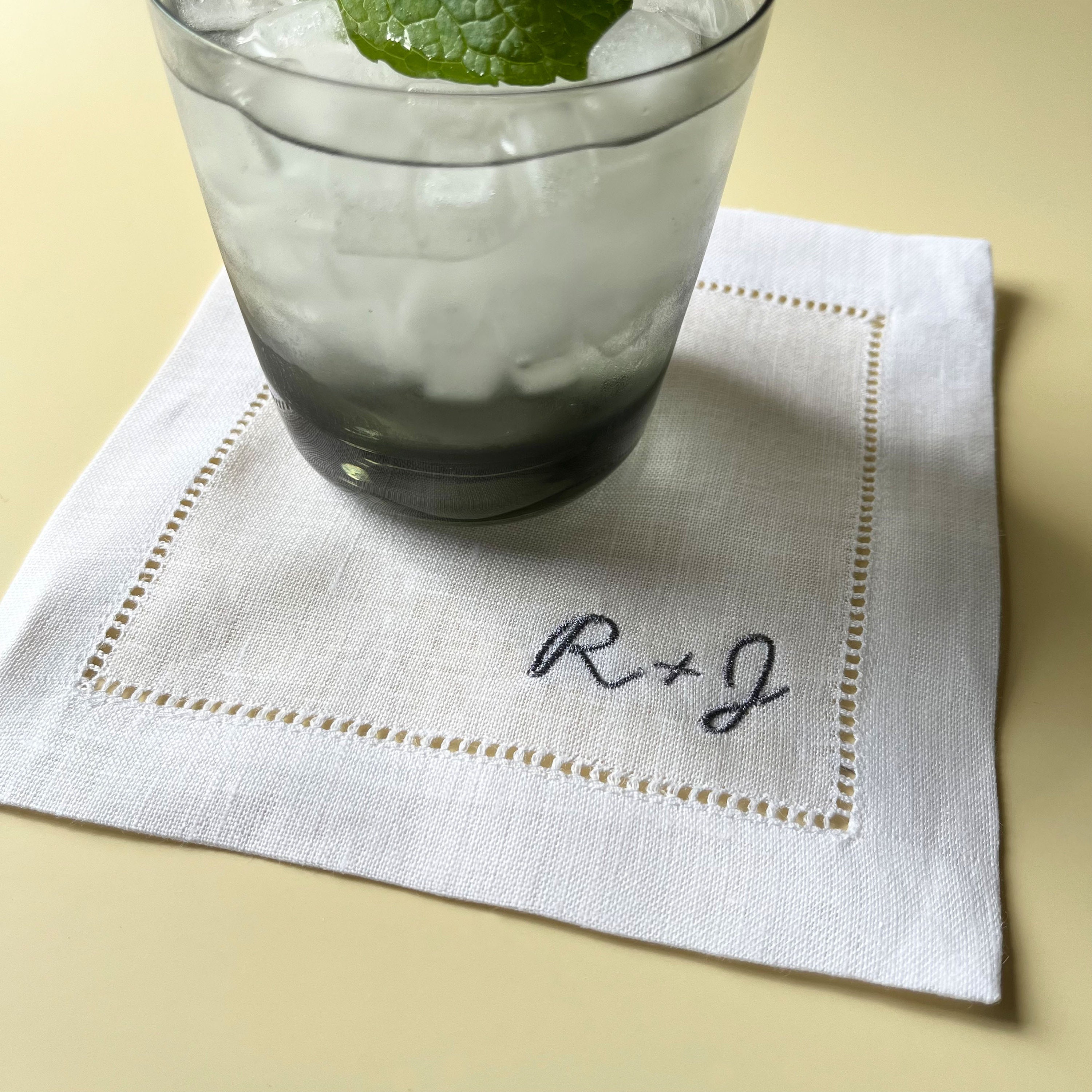 Custom Embroidered Linen Cocktail Napkin With Personalized Initials and ...