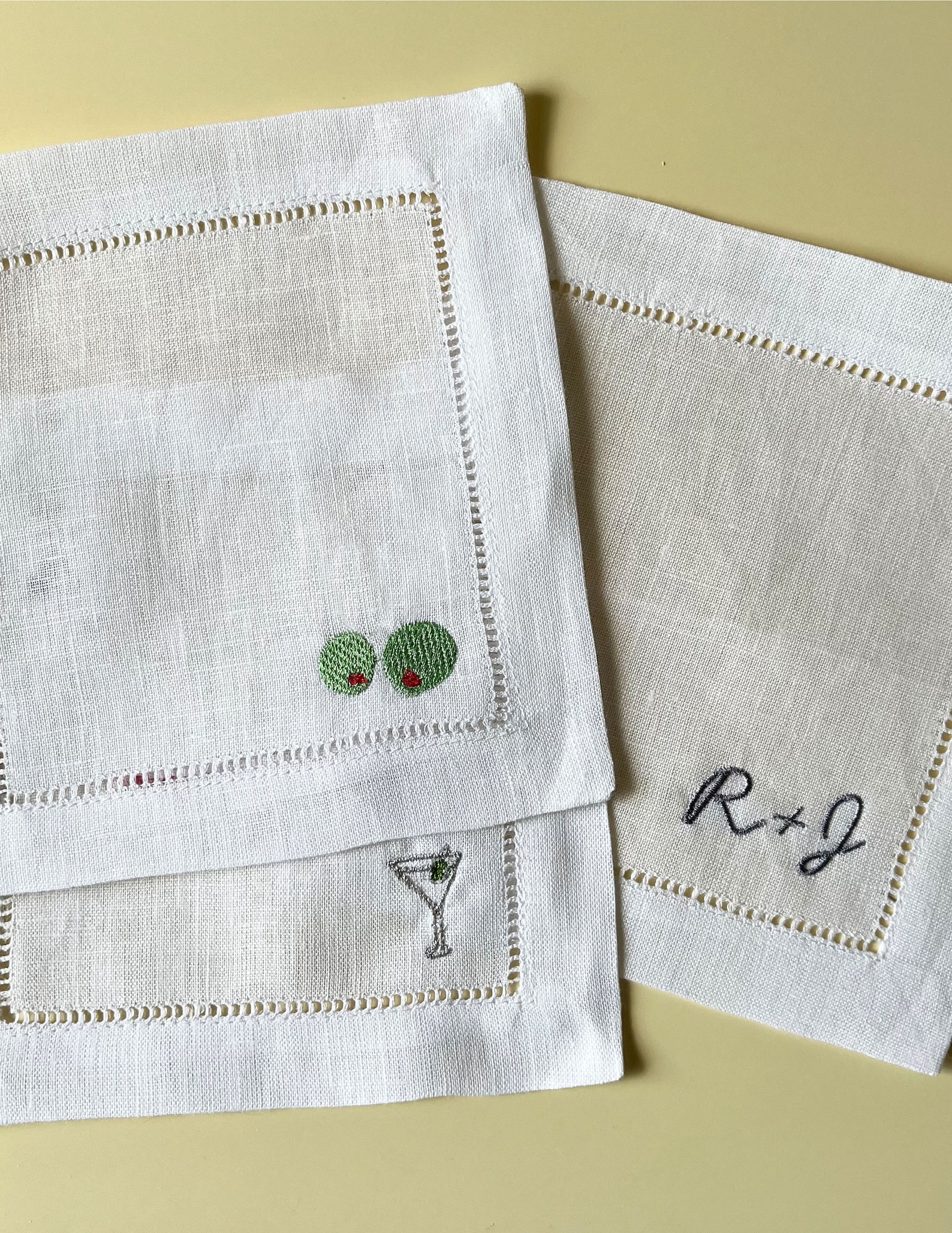 Custom Embroidered Linen Cocktail Napkin With Personalized Initials and ...