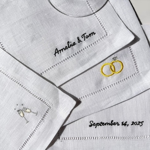 Wedding and Engagement Personalized Linen Cocktail Napkins - Bride ...