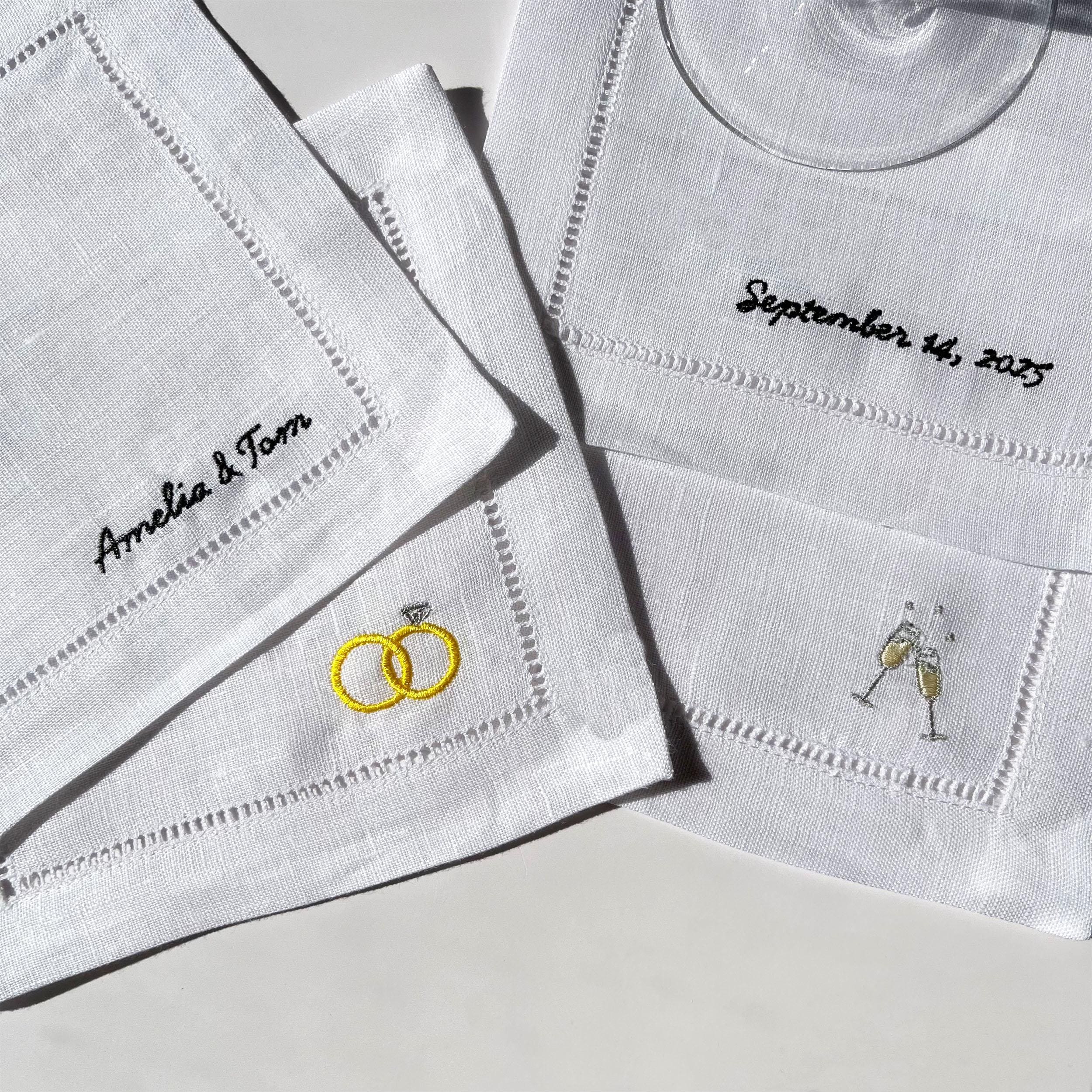 Wedding and Engagement Personalized Linen Cocktail Napkins - Bride ...