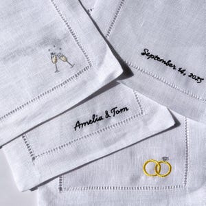 Wedding and Engagement Personalized Linen Cocktail Napkins - Bride ...