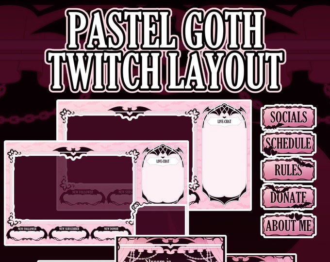 Pastel Goth Vampire Twitch Overlay, Screens and Panels - Etsy