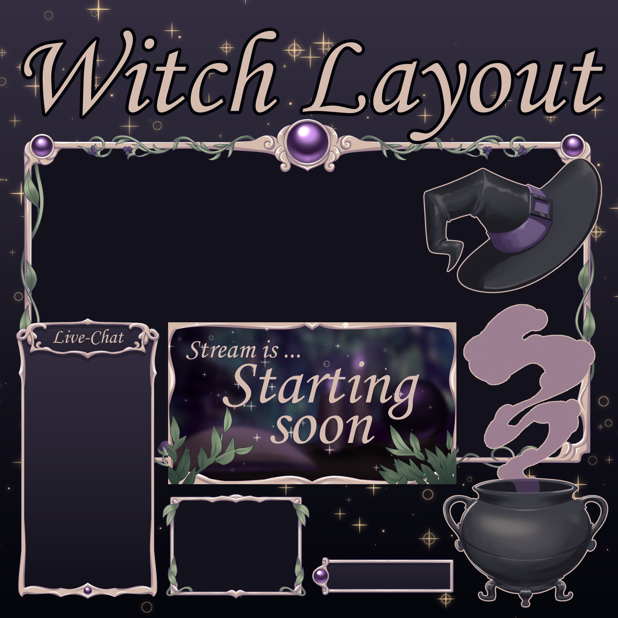 Witchy Twitch Overlay, Witch Themed Screens, Panels and More - Etsy