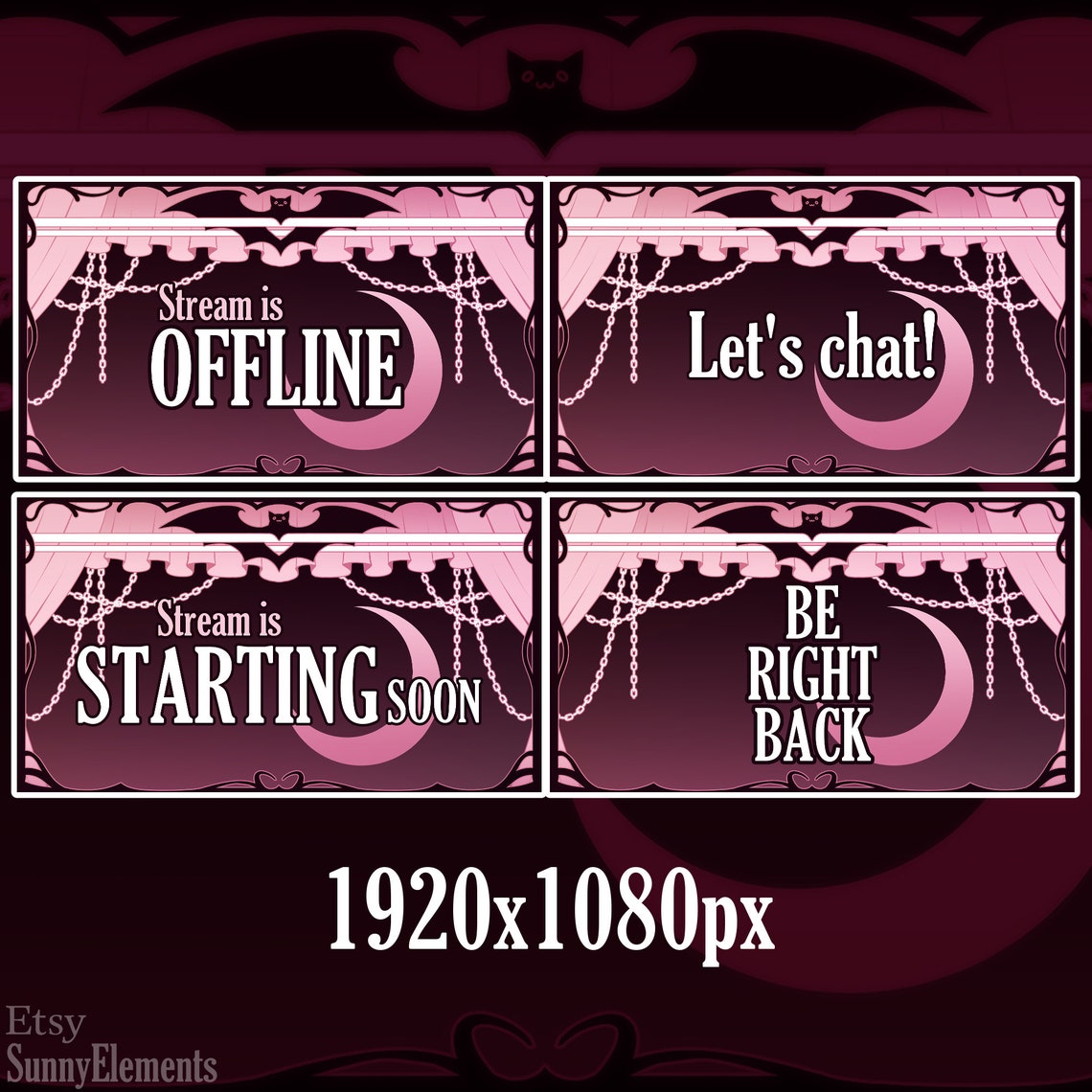 Pastel Goth Vampire Twitch Overlay, Screens and Panels - Etsy