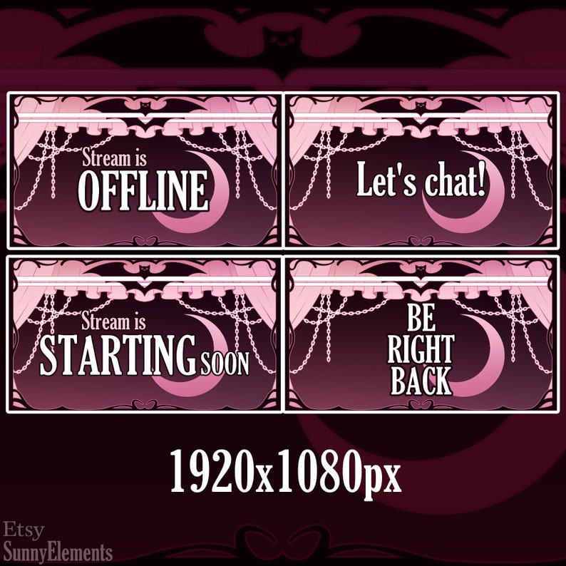 Pastel Goth Vampire Twitch Overlay, Screens and Panels - Etsy