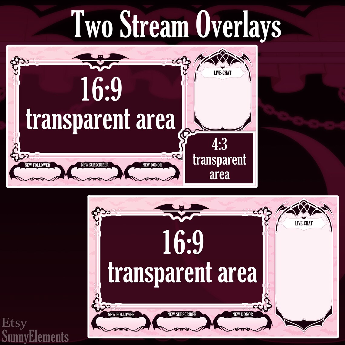 Pastel Goth Vampire Twitch Overlay, Screens and Panels - Etsy