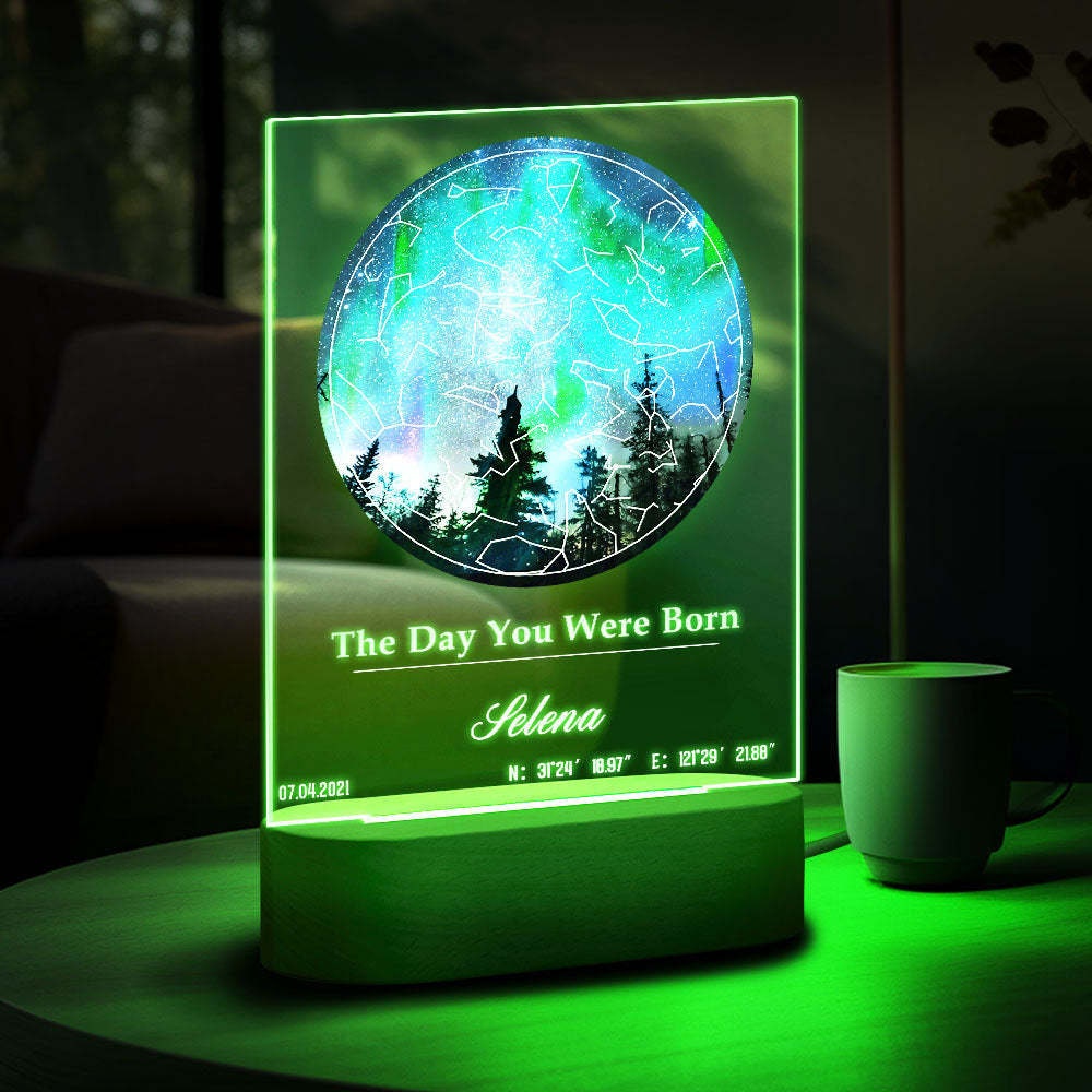 Personalized Custom Star Map Light up Acrylic Colorful Night Light ...