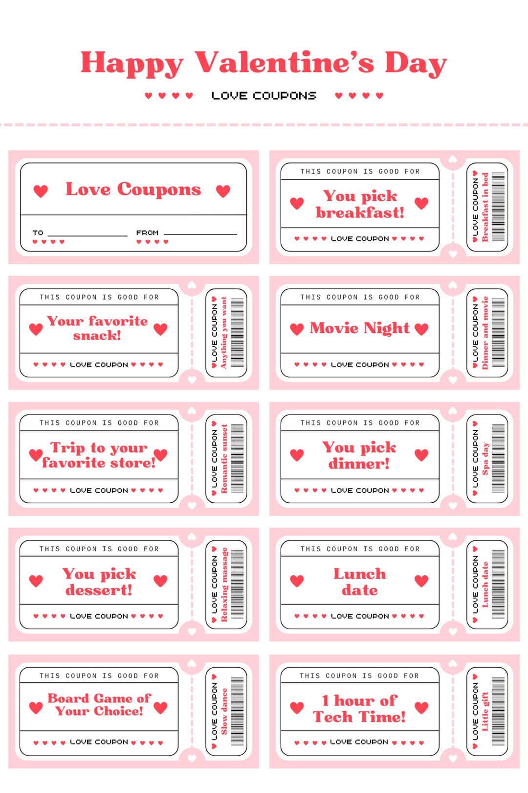 Valentine's Day Love Coupons - 14 Days of Coupons You Can Share With ...