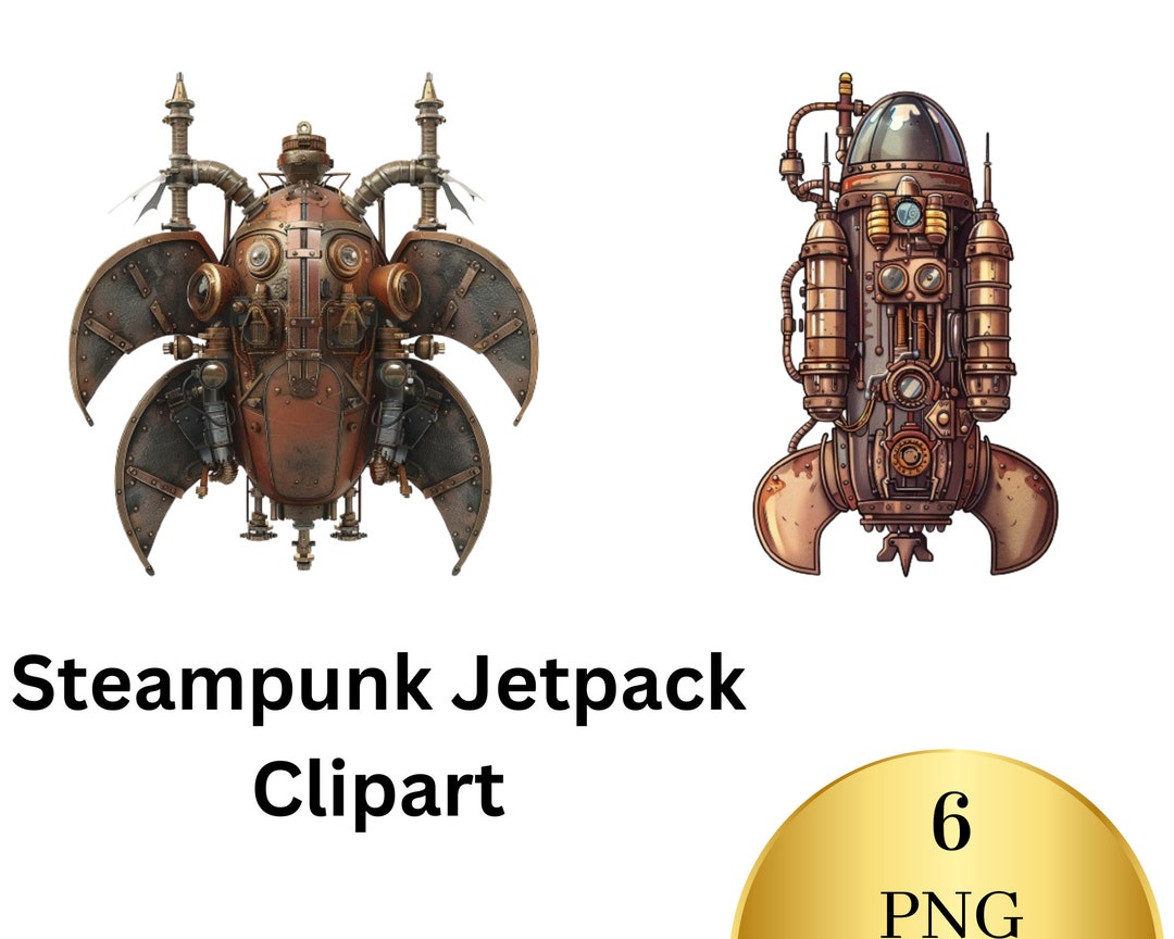 Set of 6, Steampunk Clipart, Jetpack Clipart, Instant Download, Kawaii ...