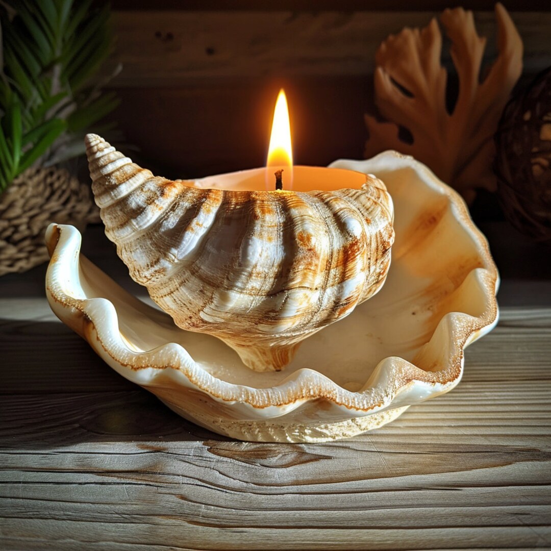Handcrafted Seashell Candle Holders for Coastal Opulence - Etsy
