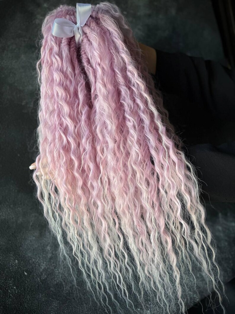 Unicorn Pink Synthetic Dreadlocks Unicorn Curly DE Dreadlocks Crochet ...
