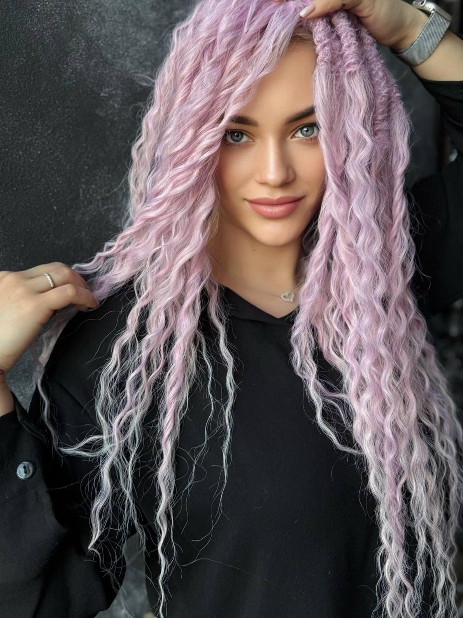 Unicorn Pink Synthetic Dreadlocks Unicorn Curly DE Dreadlocks Crochet ...