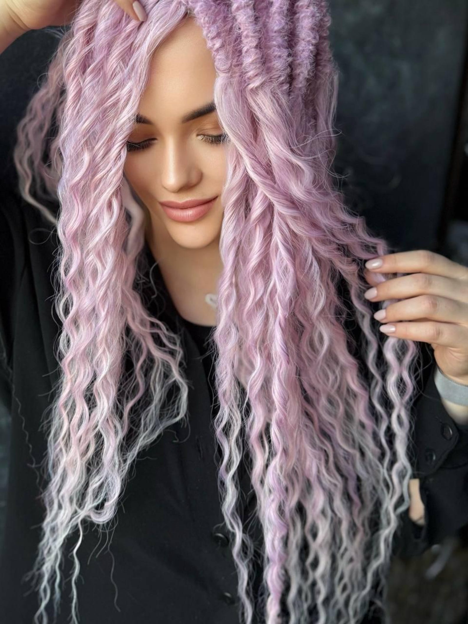 Unicorn Pink Synthetic Dreadlocks Unicorn Curly DE Dreadlocks Crochet ...
