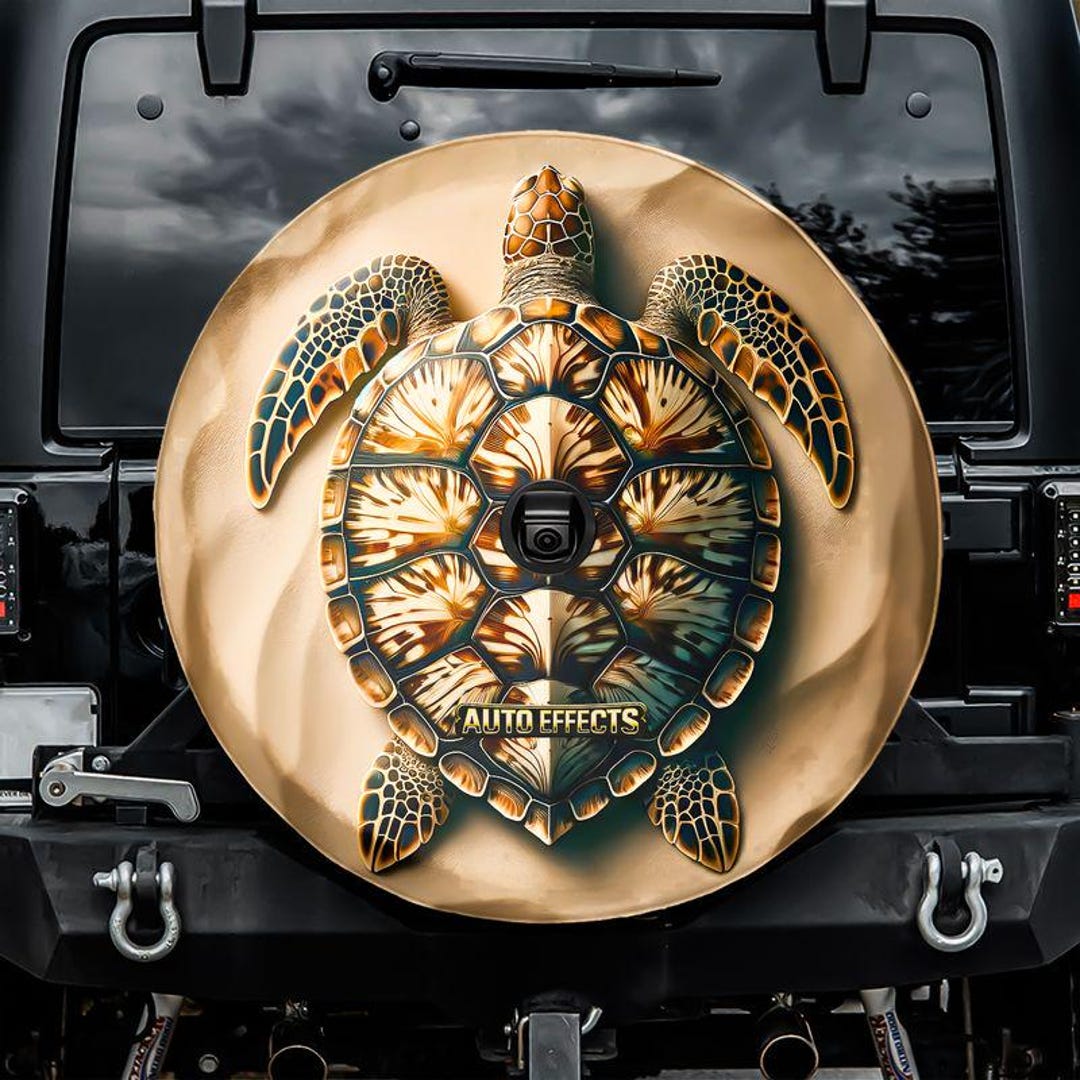 Beach Sea Turtle Spare Tire Cover With Backup Camera Hole Auto Effects ...